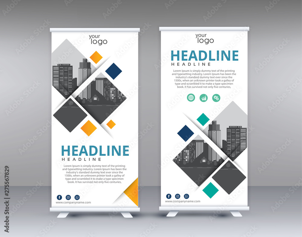 Roll up business template layout brochure leaflet-vector Vektor Stok ...