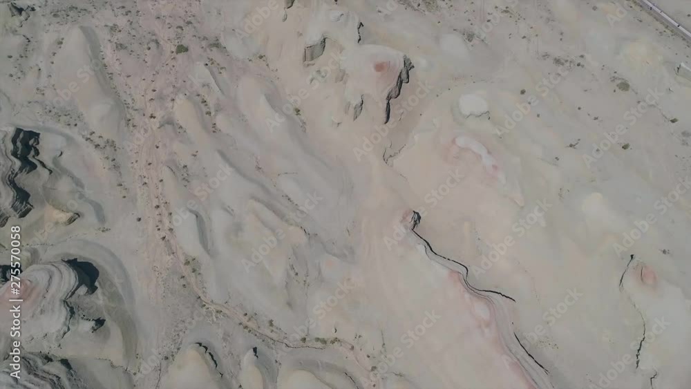 Aerial view of sandy rocks desert in the World Town of Demons of ...