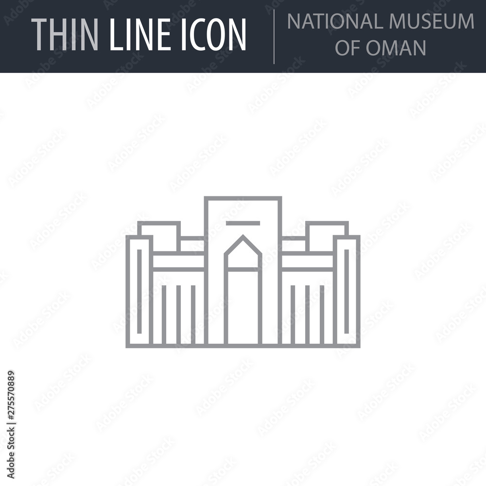 Symbol of National Museum of Oman. Thin line Icon of Landmark Set ...