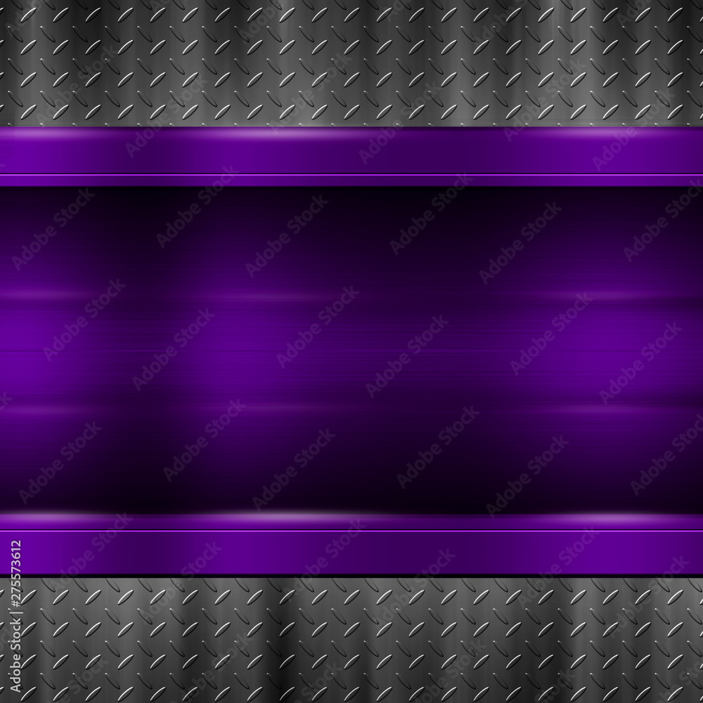 purple metal plate on black metal plate for background and texture ...