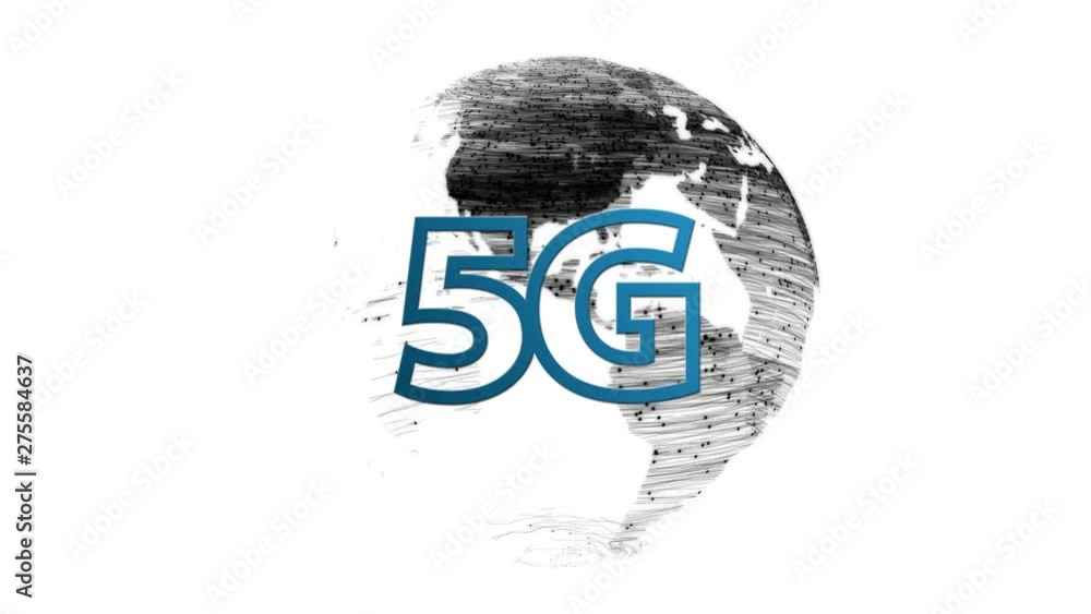 5G logo with data binary grid animation - futuristic 5G data animation ...