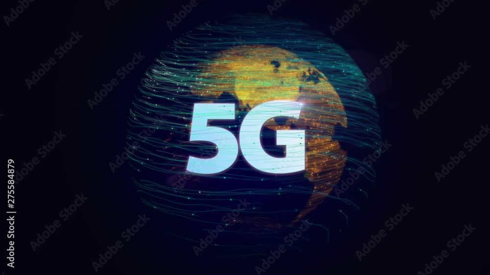 5G logo with data binary grid animation - futuristic 5G data animation ...