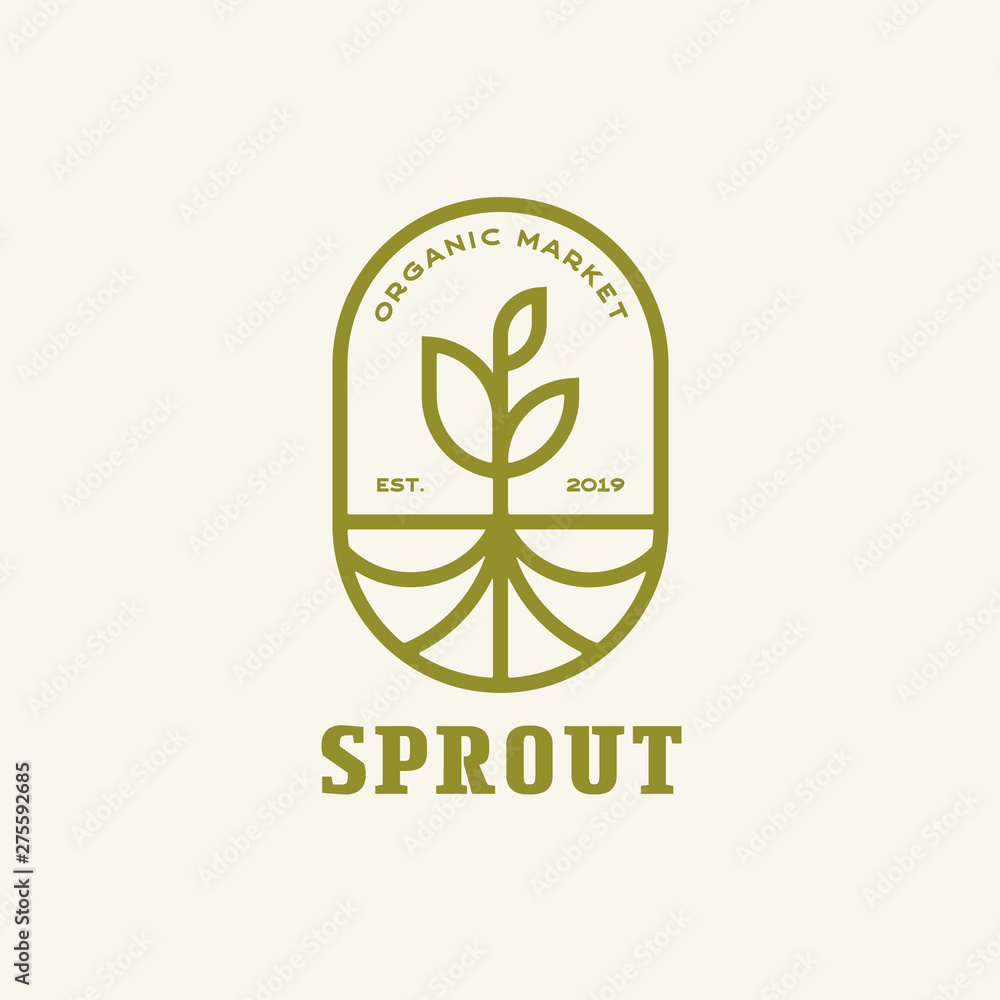 Sprout with Roots modern line, Emblem logo design vector Stock Vector ...