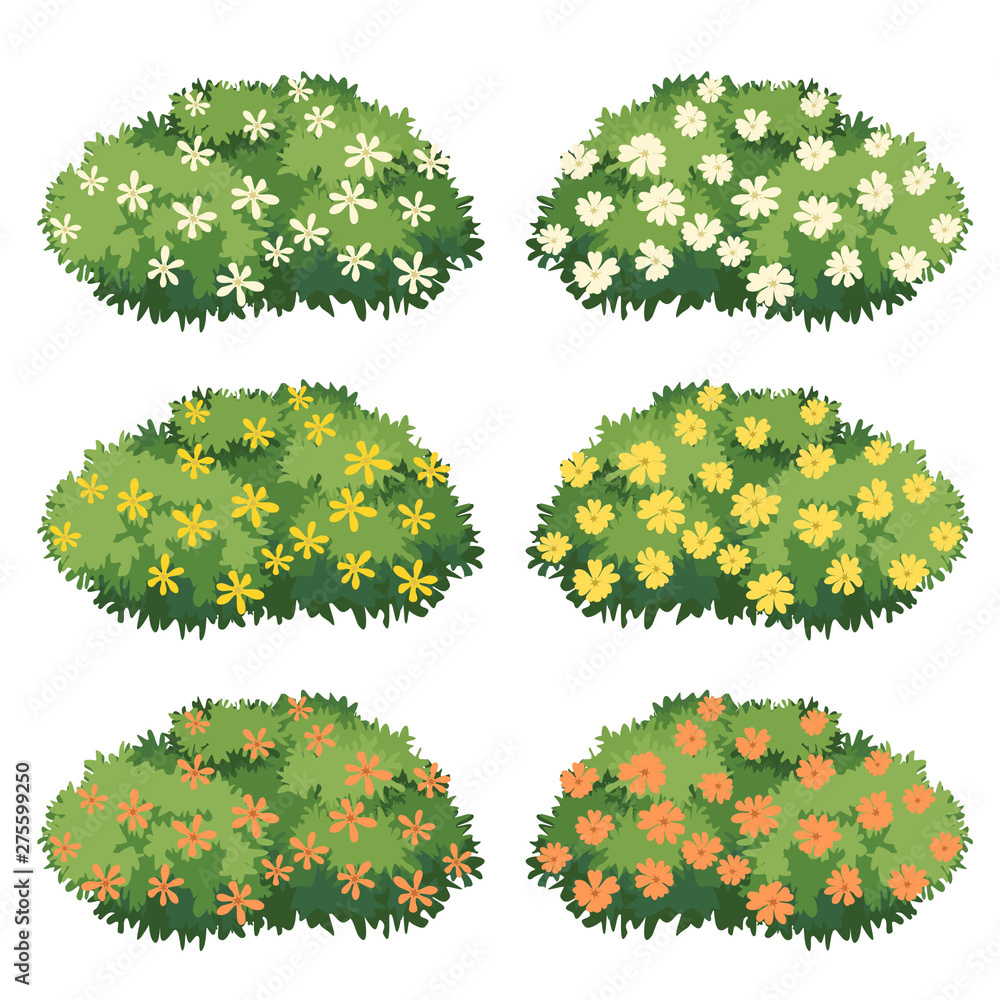 Shrubs and flowers vector. Stock Illustration | Adobe Stock