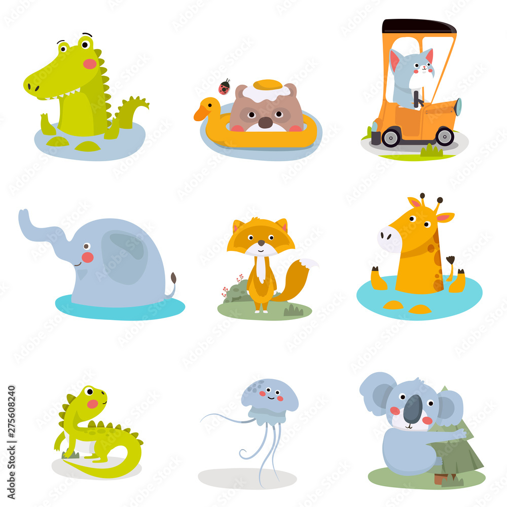 Cute Animal Vector illustration.Fun zoo. Illustration of cute Stock ...