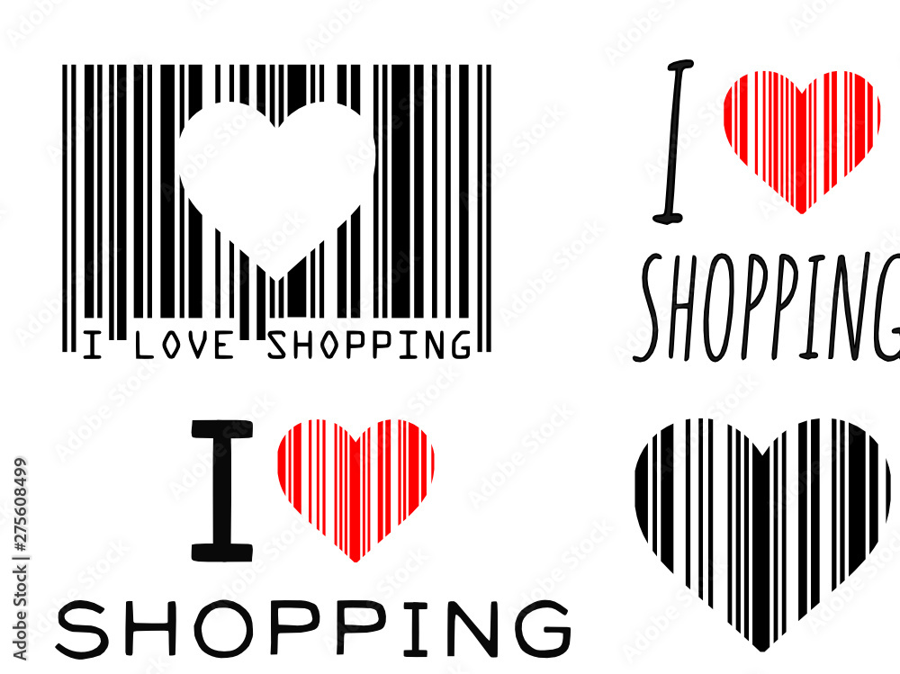 Vector illustration of love for shopping concept represented by the ...