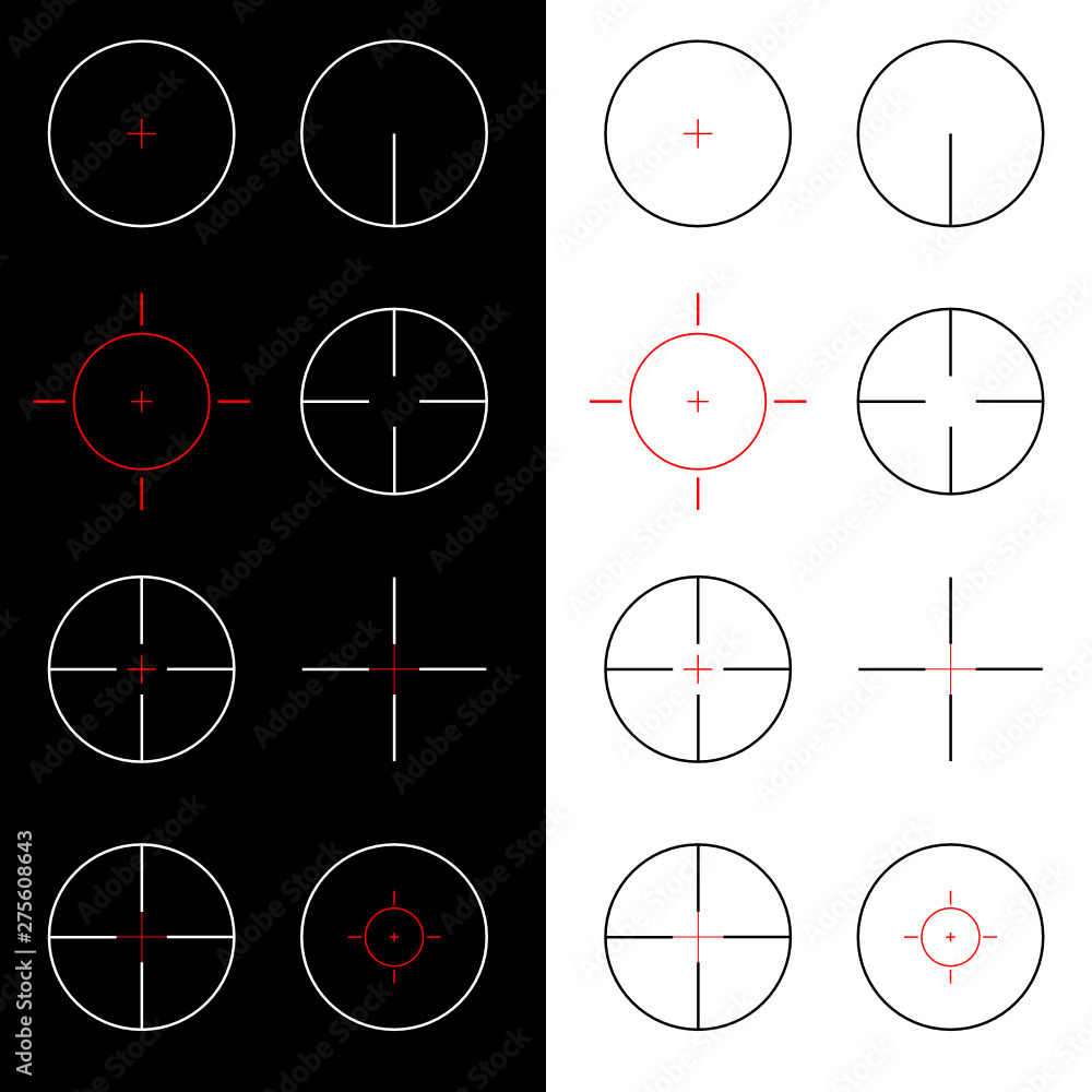 Vector collection of 8 different crosshair (gun sight) isolated on ...