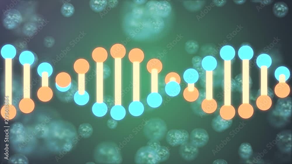 shiny DNA spiral molecule rotating in bubble space animation seamless ...