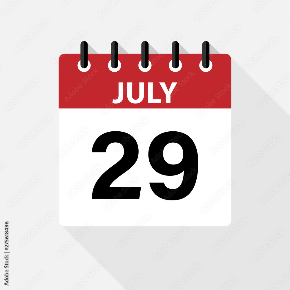 July Vector flat daily calendar icon. Date and time, day, month ...