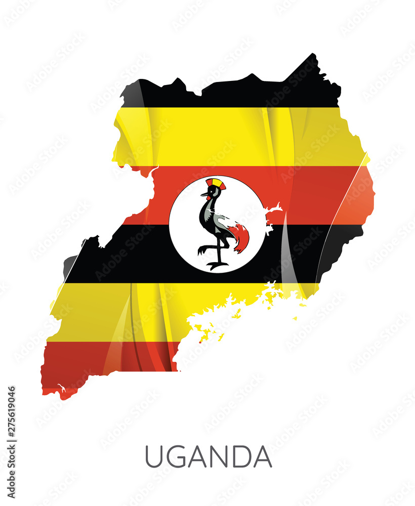 Map of Uganda with an official flag. Illustration on white background ...