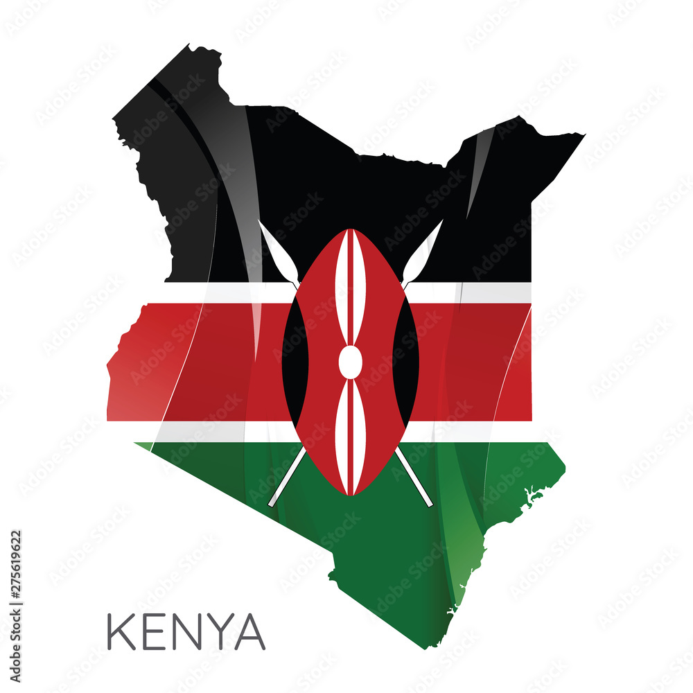 Map of Kenya with an official flag. Illustration on white background Stock Vector | Adobe Stock
