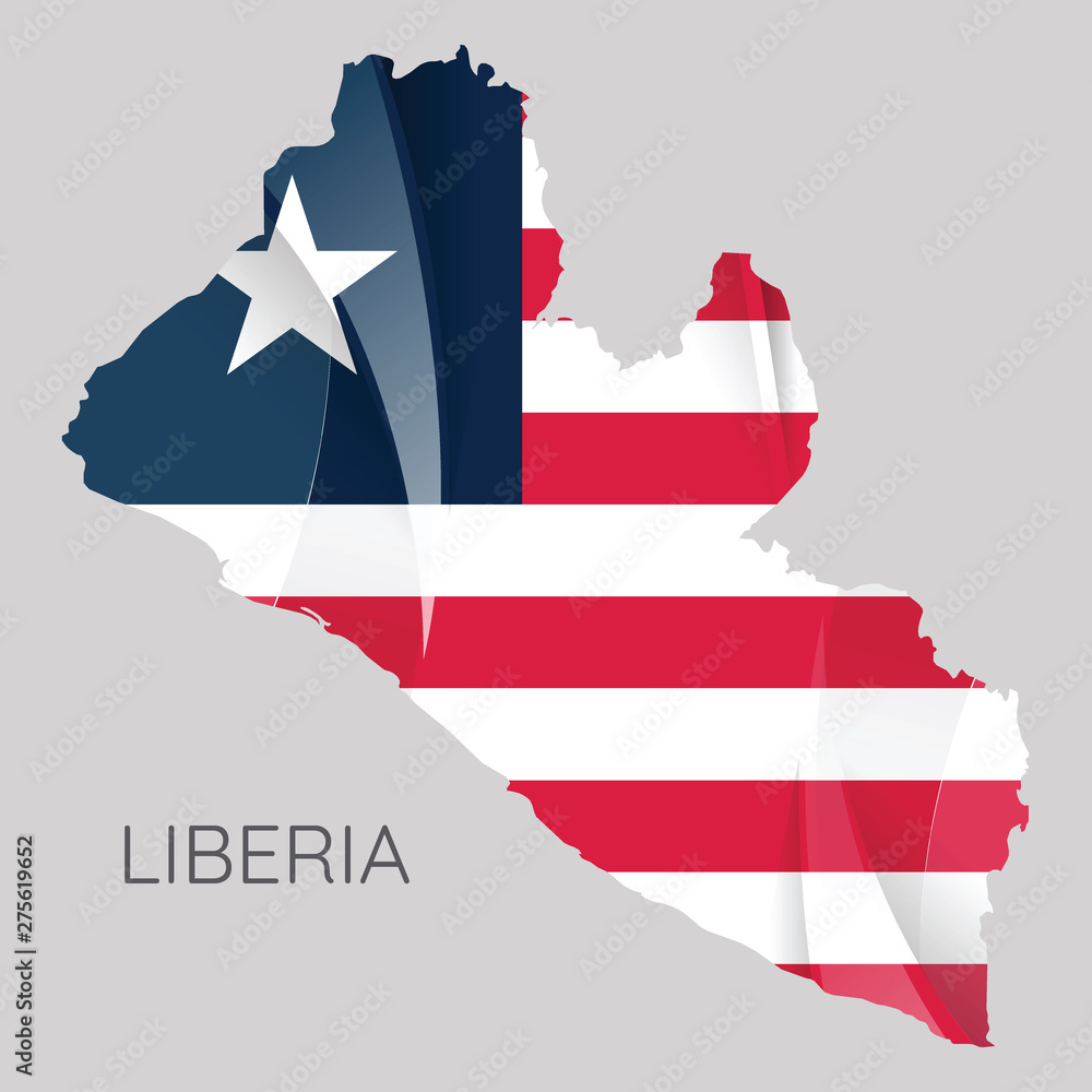 Map of Liberia with an official flag. Illustration on white background ...