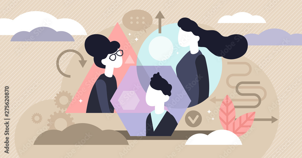 Personality types vector illustration. Tiny psychological persons ...