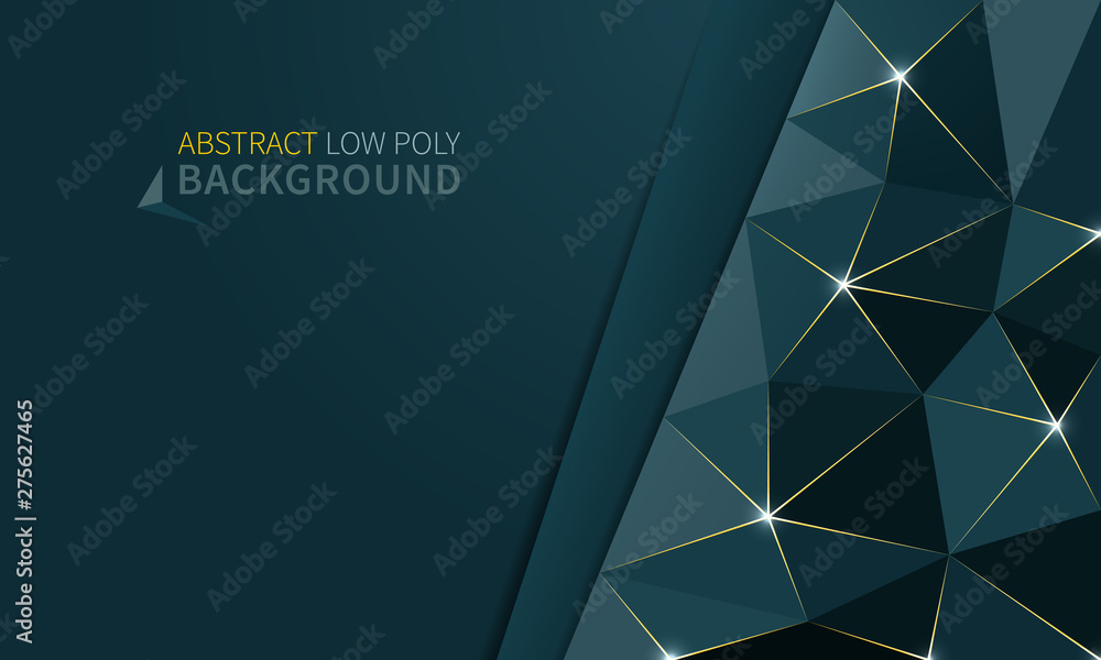 abstract modern low poly background with golden glow effects Stock ...