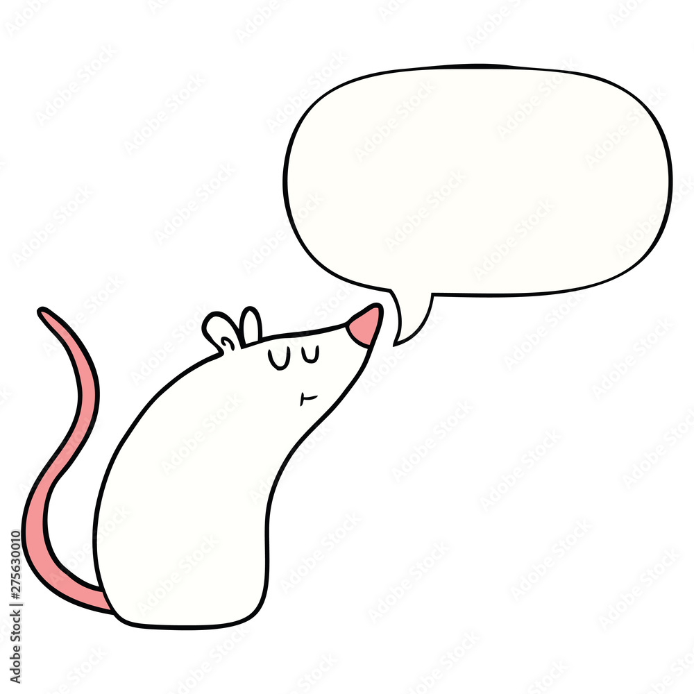cartoon white mouse and speech bubble Stock Vector | Adobe Stock
