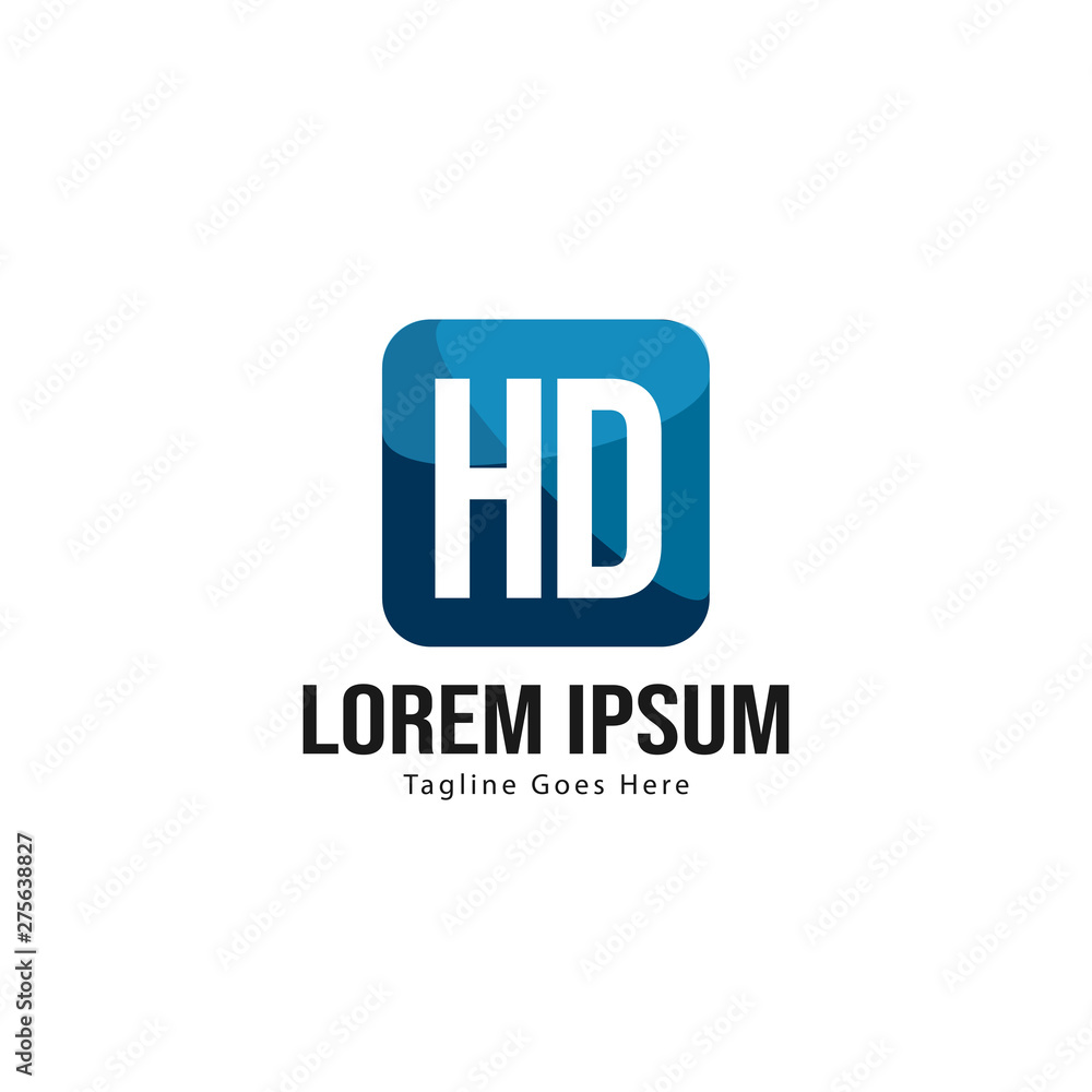Initial HD logo template with modern frame. Minimalist HD letter logo ...