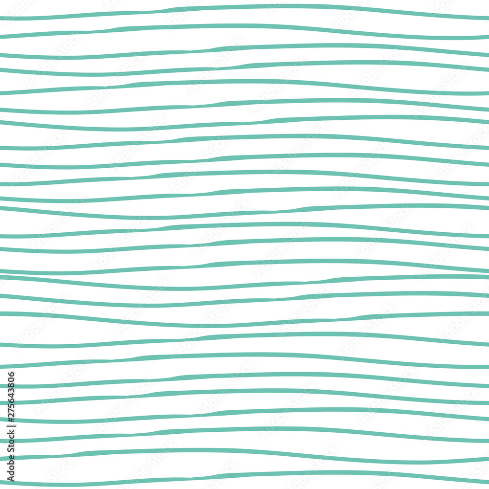Abstract light blue hand drawn horizontal doodle line design. Seamless ...