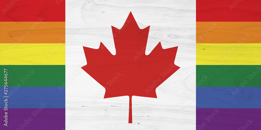 A Canadian pride flag on with wood texture Stock Photo | Adobe Stock
