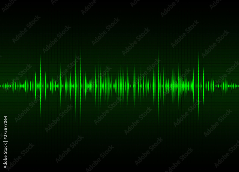 Sound wave vector background. Green digital equalizer Stock Vector ...