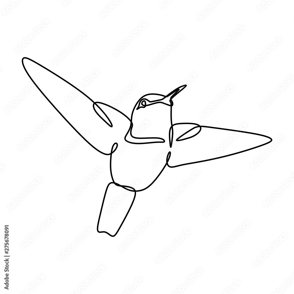 Bird one line drawing continuous lineart minimalist design on white ...