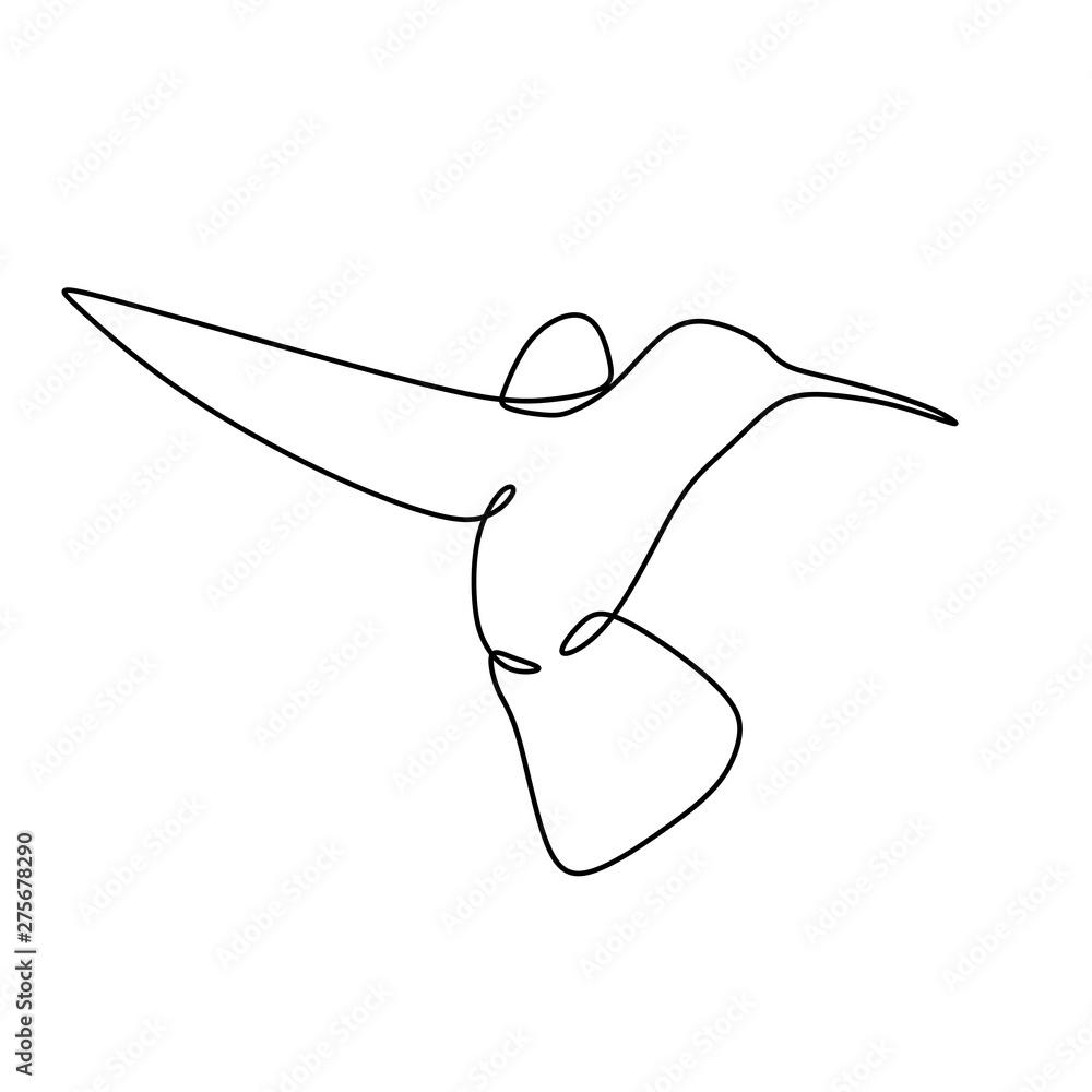 Bird one line drawing continuous lineart minimalist design on white ...