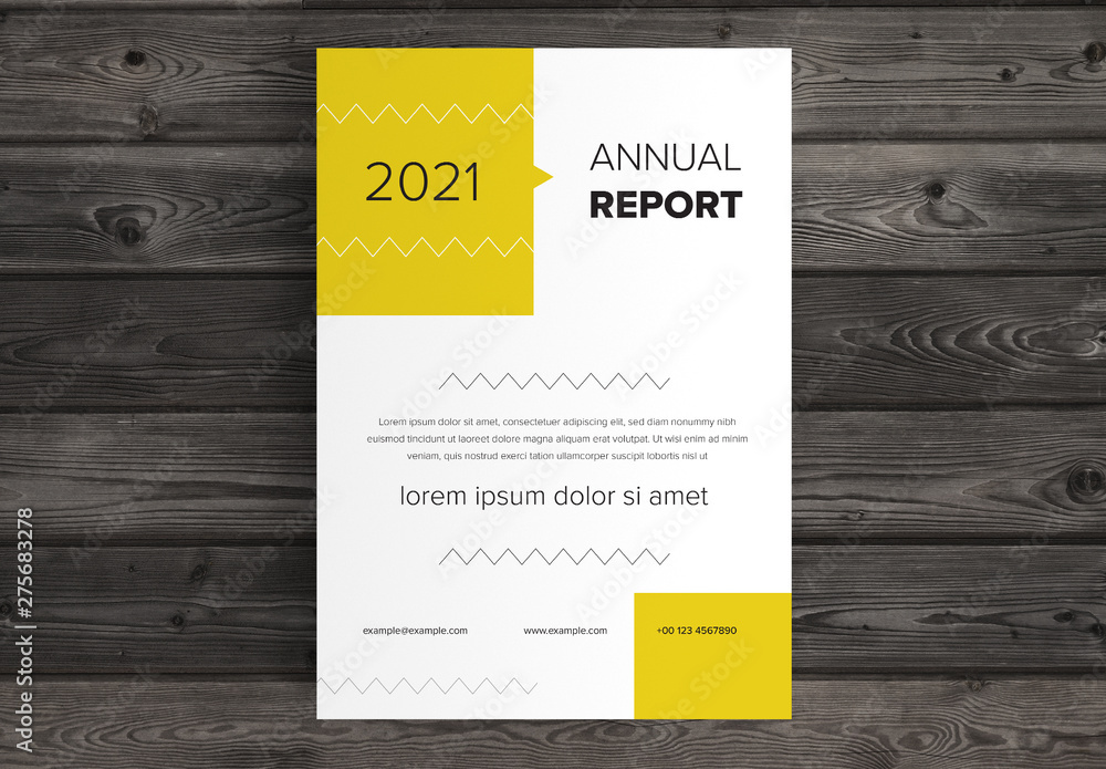 Report Cover with Yellow Accents Layout Stock Template | Adobe Stock