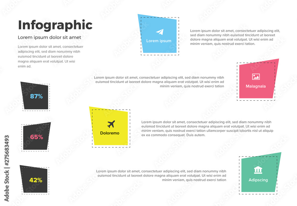 Info Chart with Colored Shapes Layout Stock Template | Adobe Stock