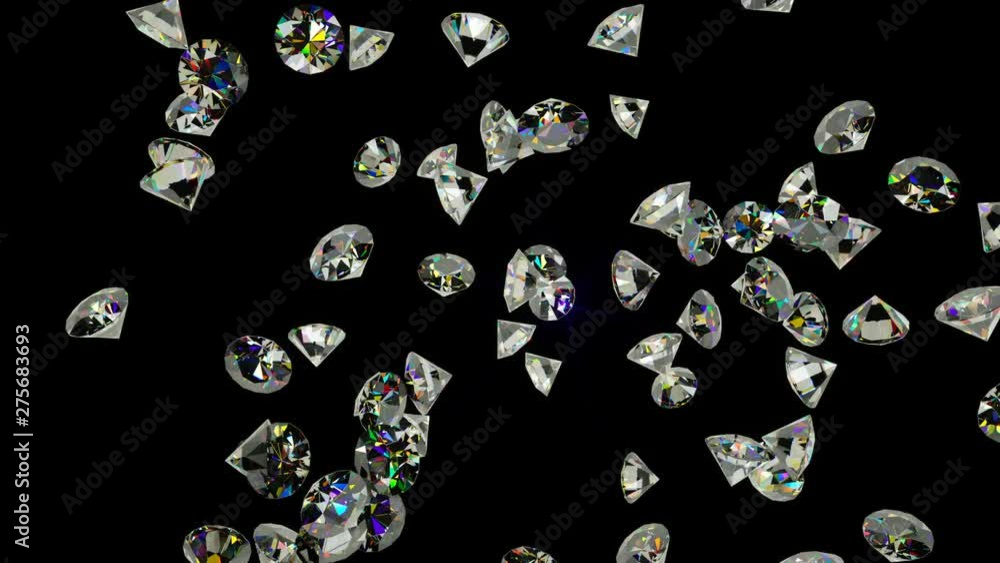Diamonds flying towards camera, against black Stock Video | Adobe Stock