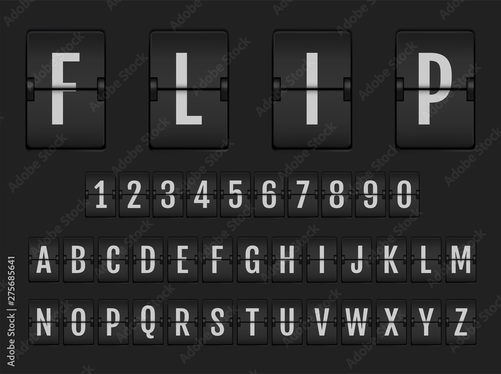 Flip digital calendar clock numbers and letters. Stock Vector | Adobe Stock