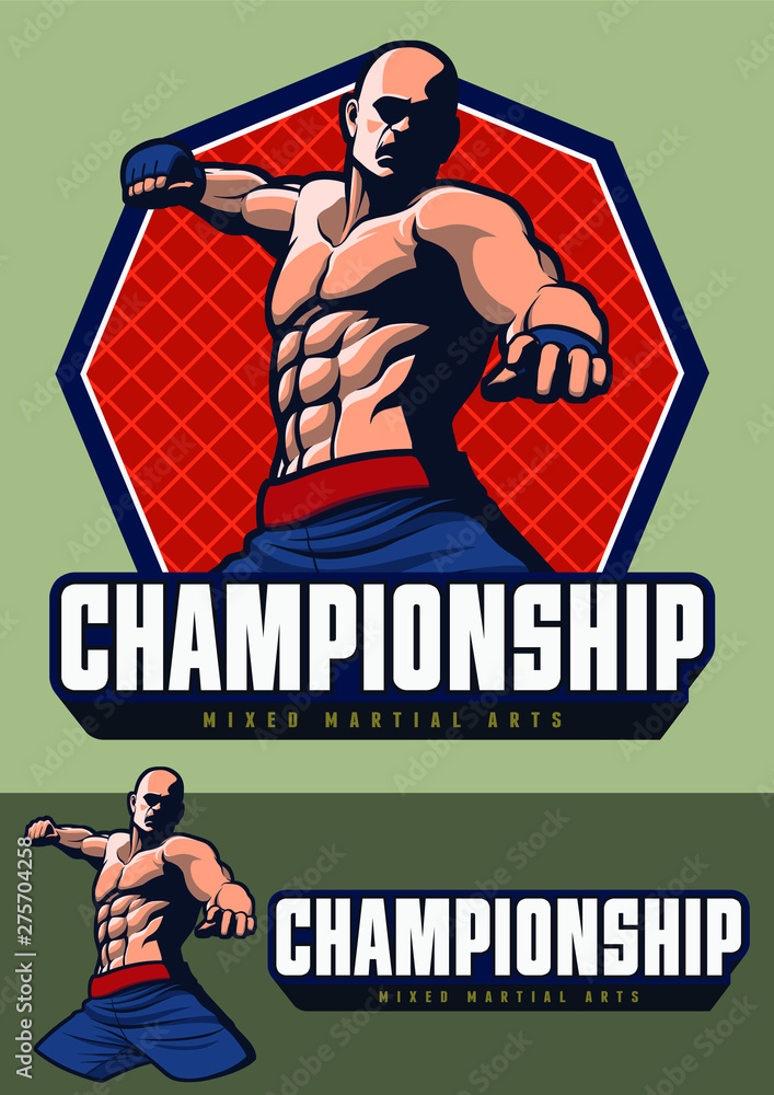 mma fighter design for badge and logo, everything is in separated layer ...