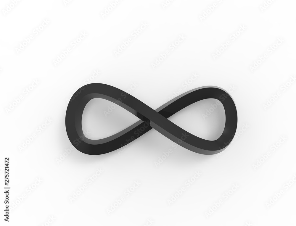 3d rendering of an infinity loop shape object isolated in white ...