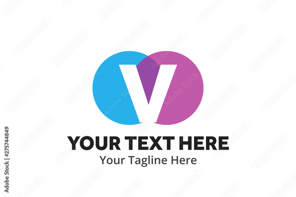 v logo creative design in flat style with color , initial v logo ...