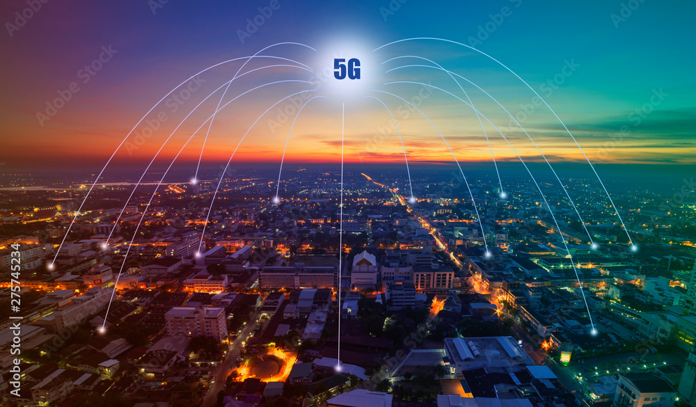5g in smart city and communication network Stock Photo | Adobe Stock