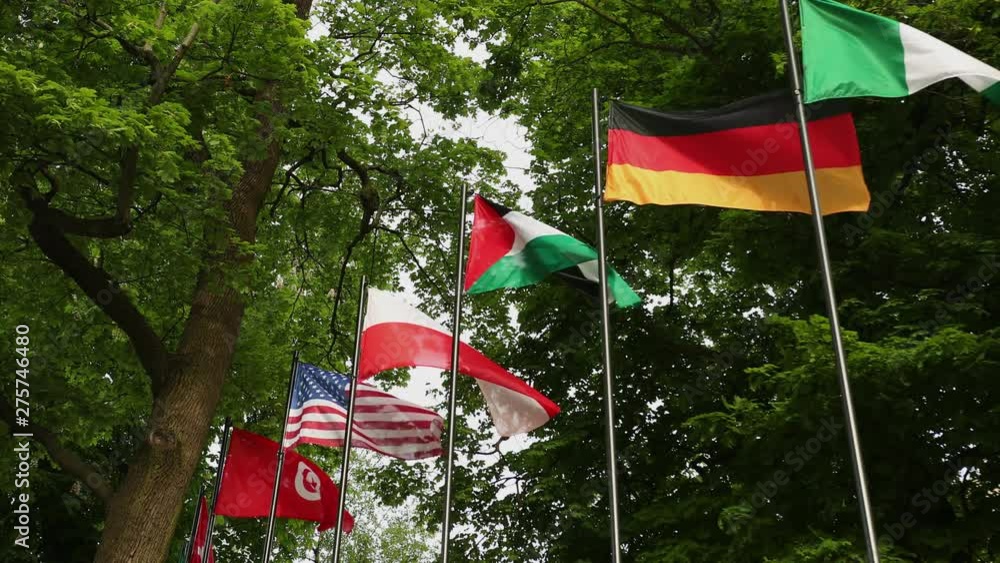 Vidéo Stock Flags of different countries in the park of the European ...