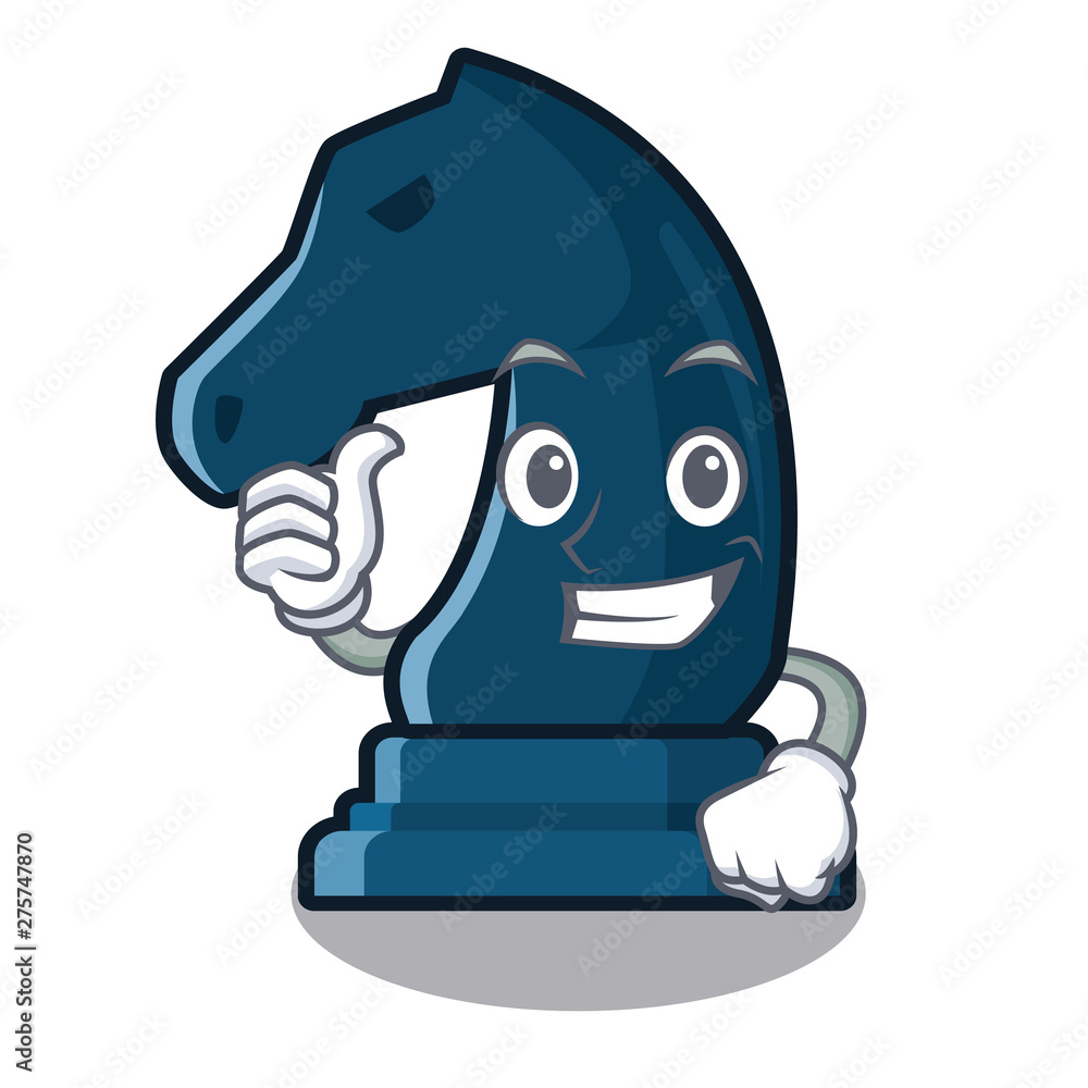 Thumbs up chess knight next to cartoon table Stock Vector | Adobe Stock