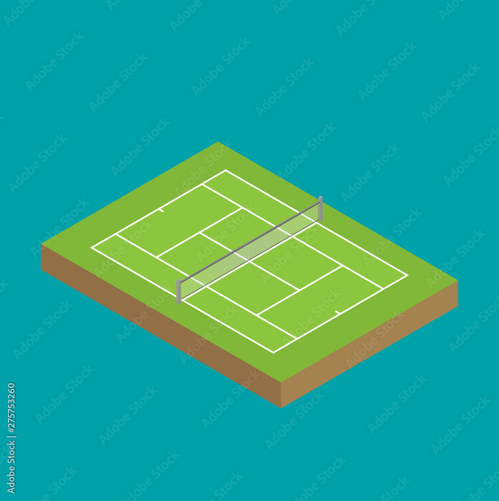 Isometric tennis court in flat style Stock Vector | Adobe Stock