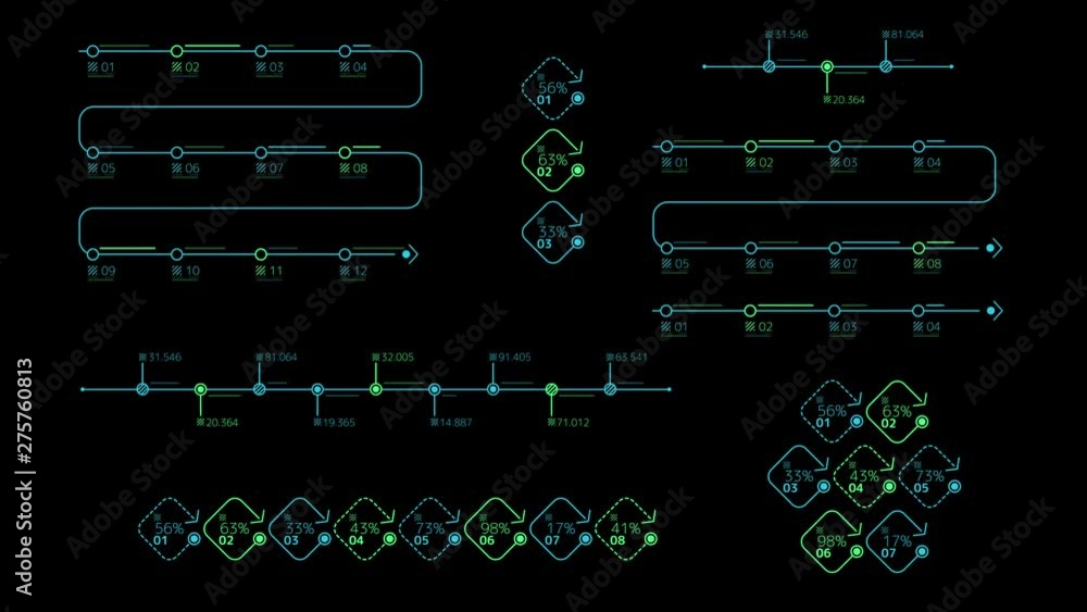 Infographic colored timelines on the black background Stock Video ...