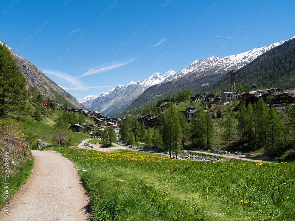 Zermat, Switzerland - May 31st 2019: Zermatt is the vllage nearly ...