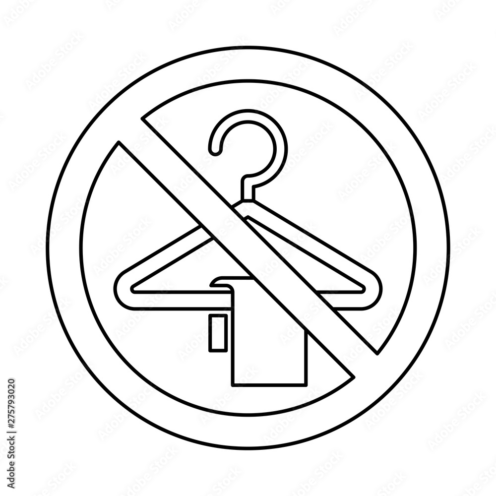 No or Stop. Cloakroom icon. Hanger wardrobe sign. Clothes service ...