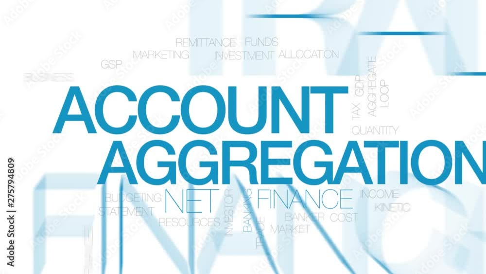 Account aggregation animated word cloud. Kinetic typography. Stock ...