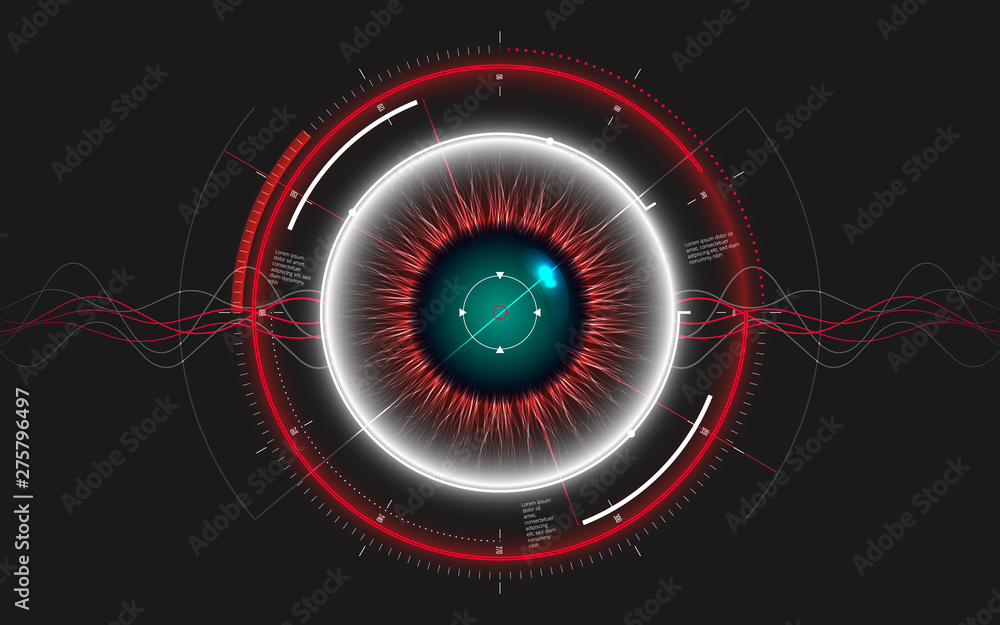 Digital eye HUD UI. Abstract Technology background. Information ...