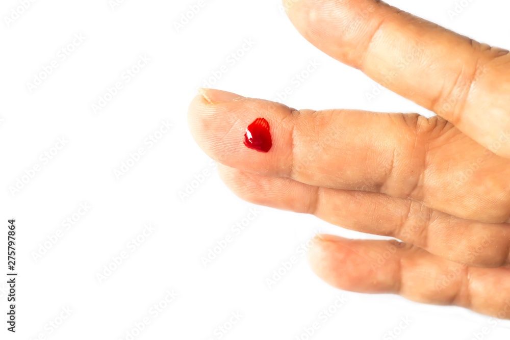 Fingers bleeding white background. Stock Photo | Adobe Stock
