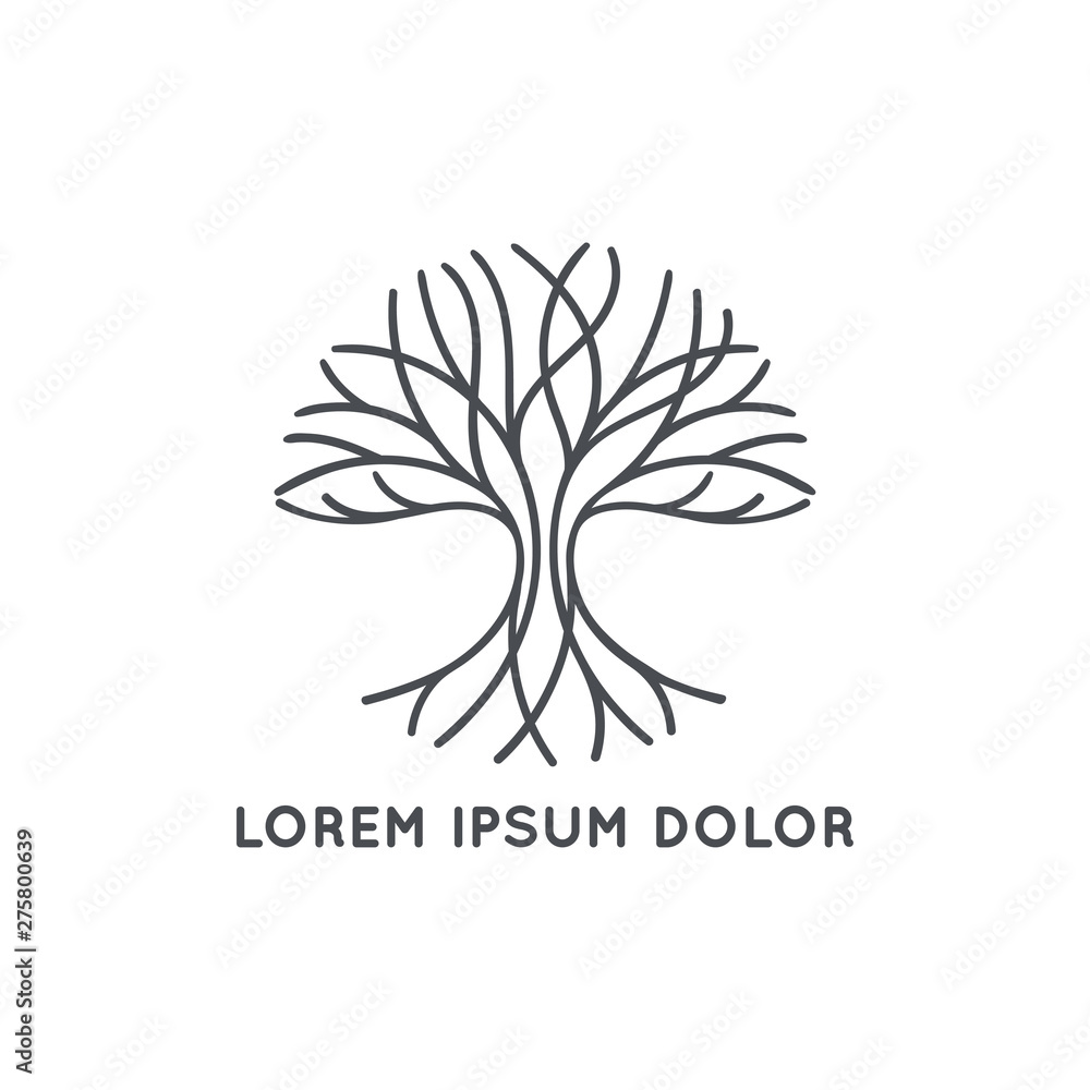 Abstract black tree logo on a white background. Modern illustration ...