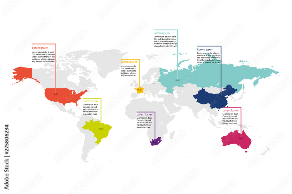 world map infographic, world map information Stock Vector | Adobe Stock
