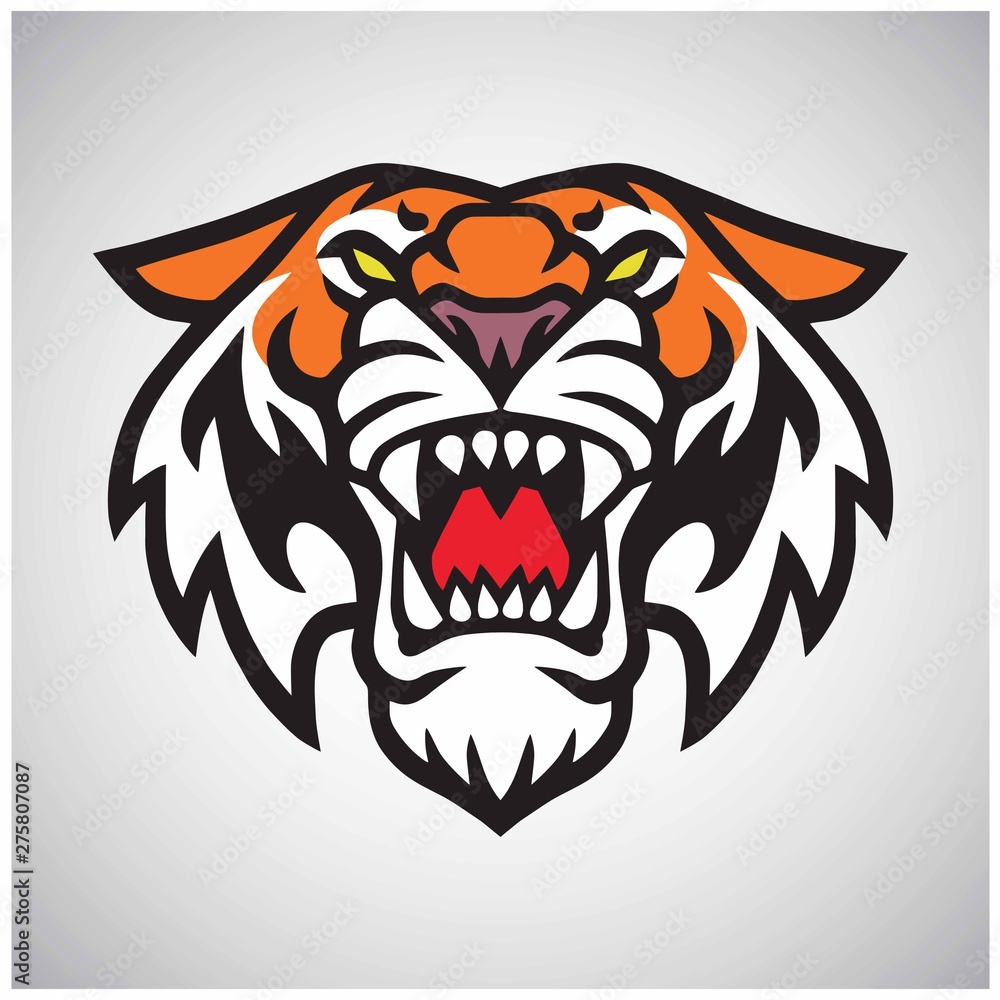 Tiger Head Logo Vector Mascot Illustration Icon Stock Vector | Adobe Stock