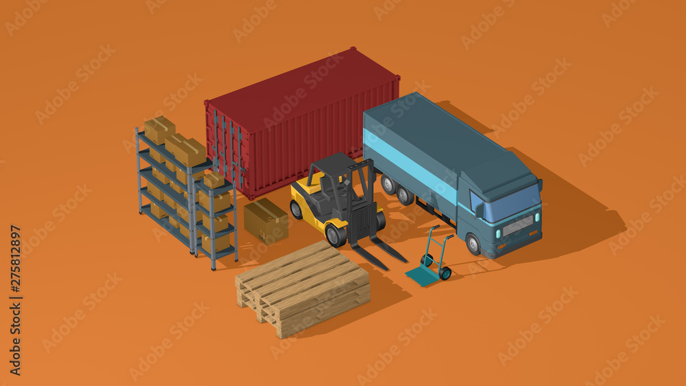 supply chain, logistics, transportation concept animation, isometric ...