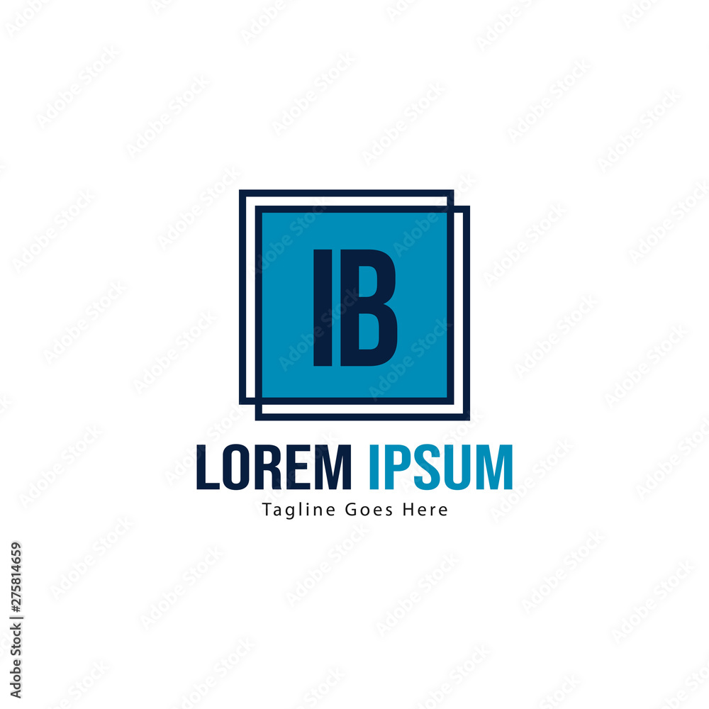 Initial IB logo template with modern frame. Minimalist IB letter logo ...