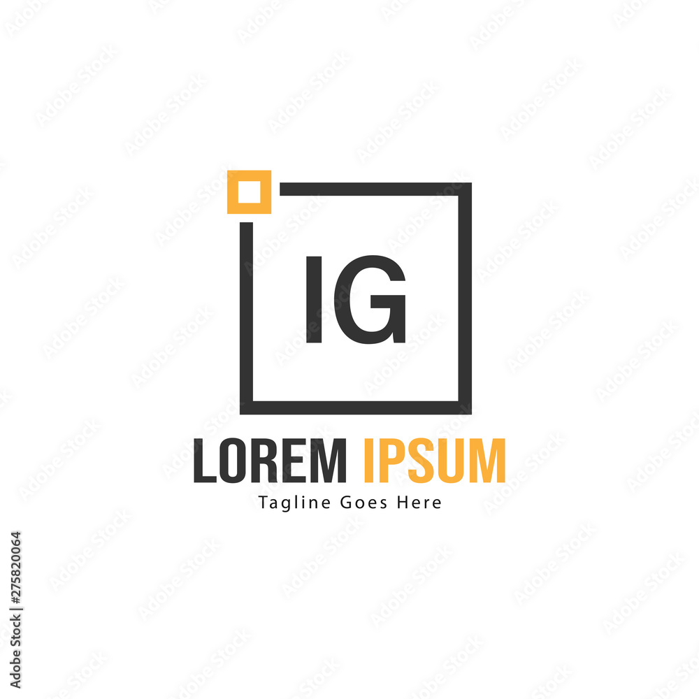 Initial IG logo template with modern frame. Minimalist IG letter logo ...