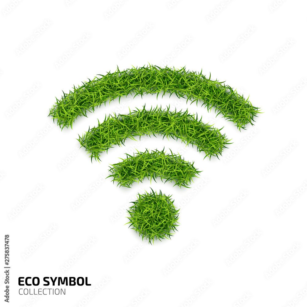 Wi-fi icon from green grass. Eco network icon isolated on white ...
