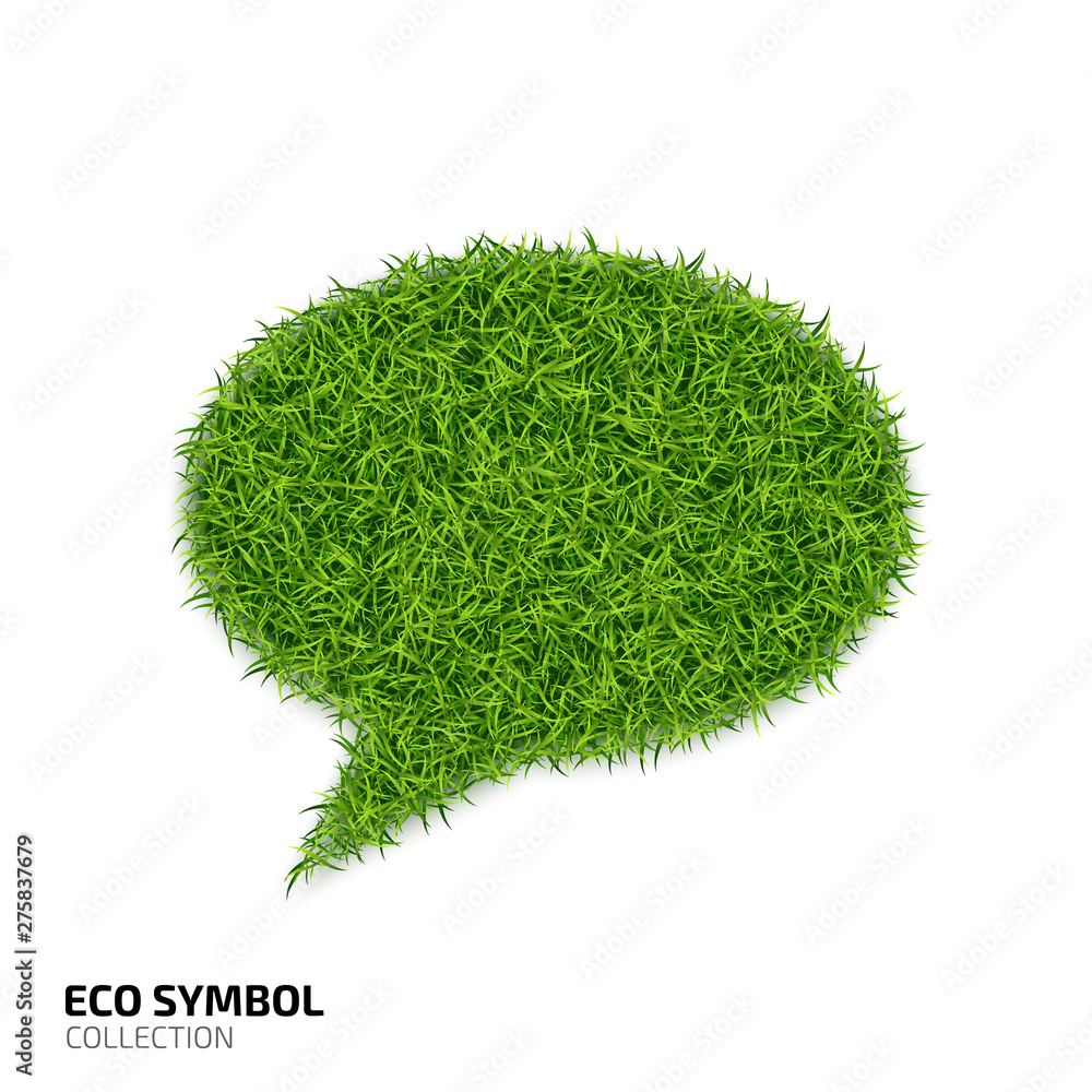 Dialog icon from green grass. Eco chat icon isolated on white ...